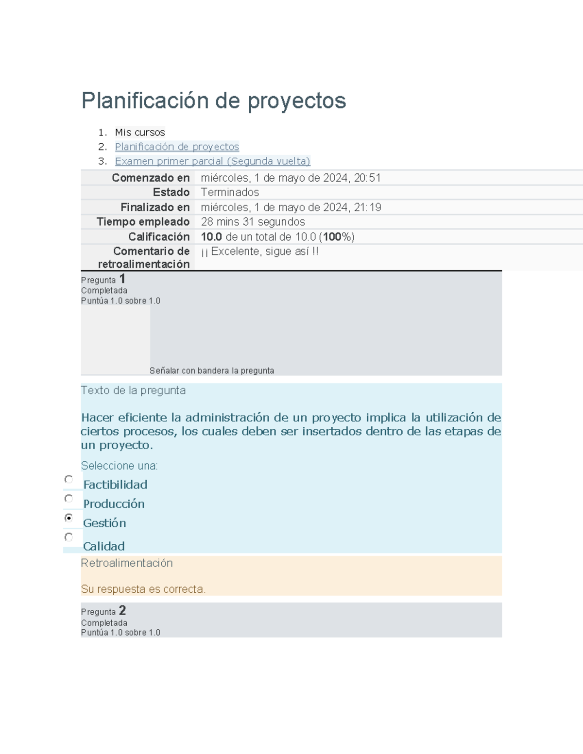 Examen de revisión 1: Planificación de Proyectos (PPA101) - Studocu