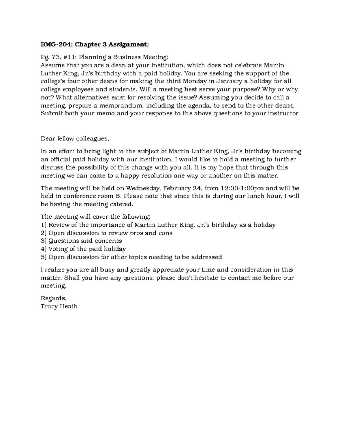 Module 3 - Assignment 1 (BMG 204) - BMG-204: Chapter 3 Assignment: Pg ...
