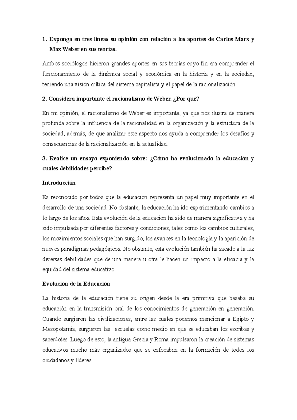 Tarea 2 - Carl Max y la Educación. Evolución de la educación - Exponga ...