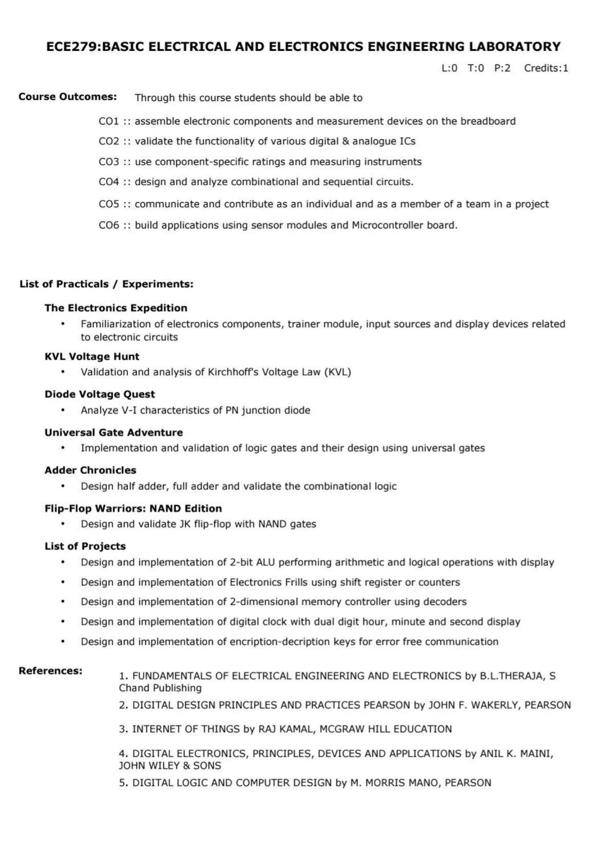 ECE279: Basic Electrical & Electronics Engg Lab Practical Guide - Studocu