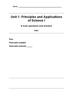 A Unit 1 Workbook - Revision resource for unit 1 chemistry exam. - Level 3 BTEC Applied Science ...