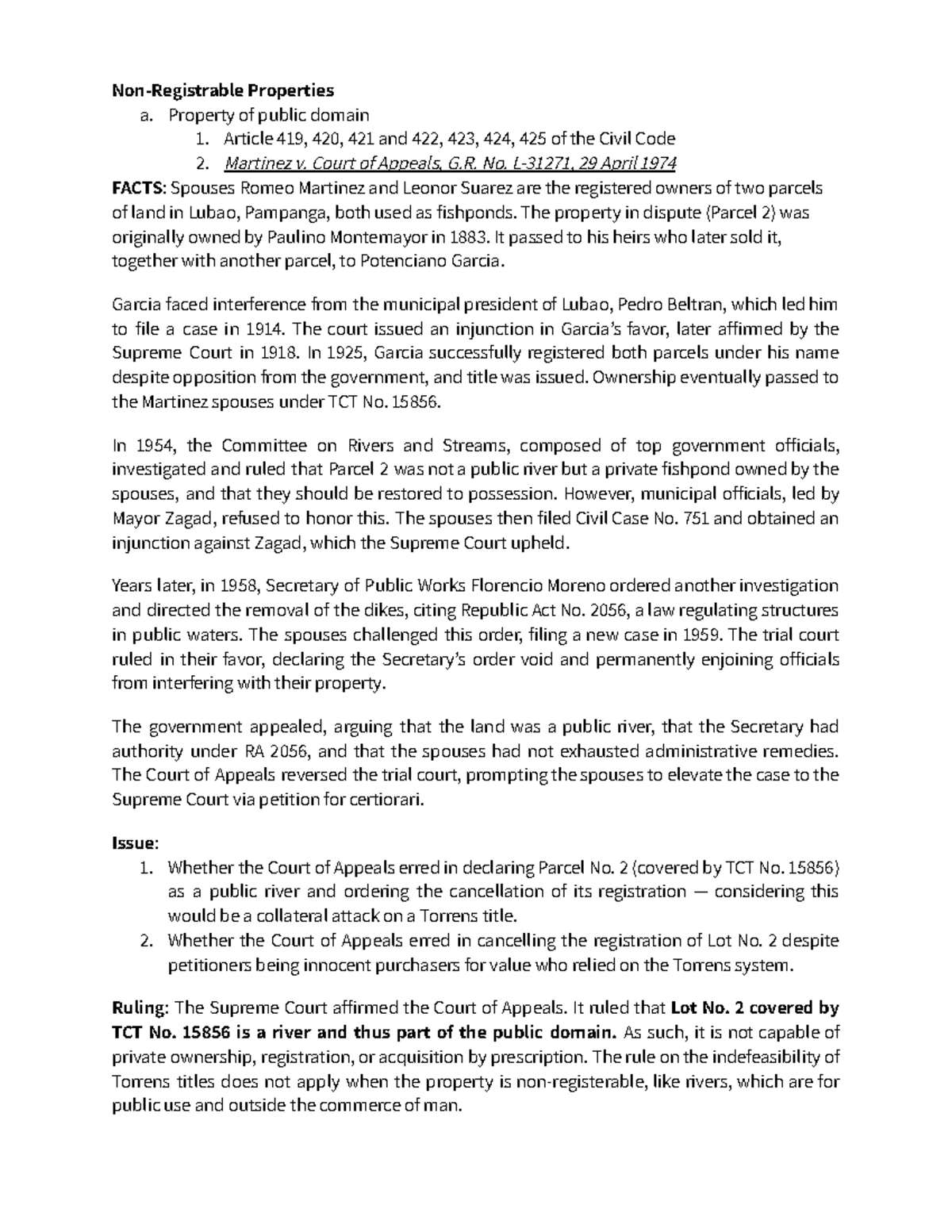 Civil Code Articles 419-425: Public Domain Property Cases Analysis ...