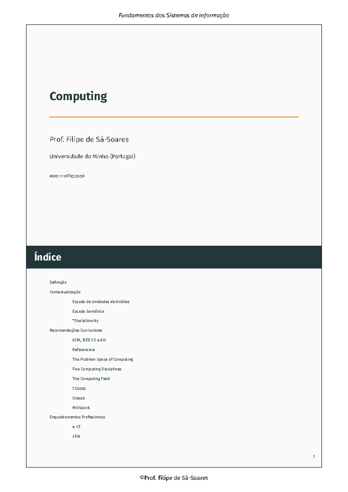 Fundamentos dos Sistemas de Computing: Análise e Recomendações CC2020 ...