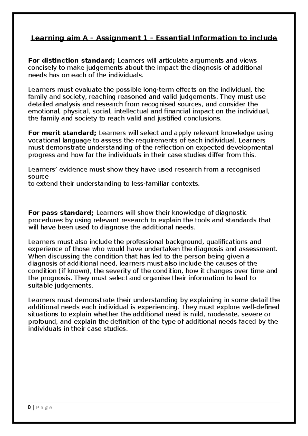 Unit-12 Assignment A: Evaluating the Impact of Additional Needs - Studocu