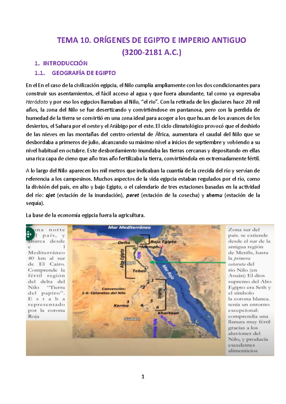 TEMA 10 - Orígenes de Egipto e Imperio Antiguo (Apuntes) - Studocu