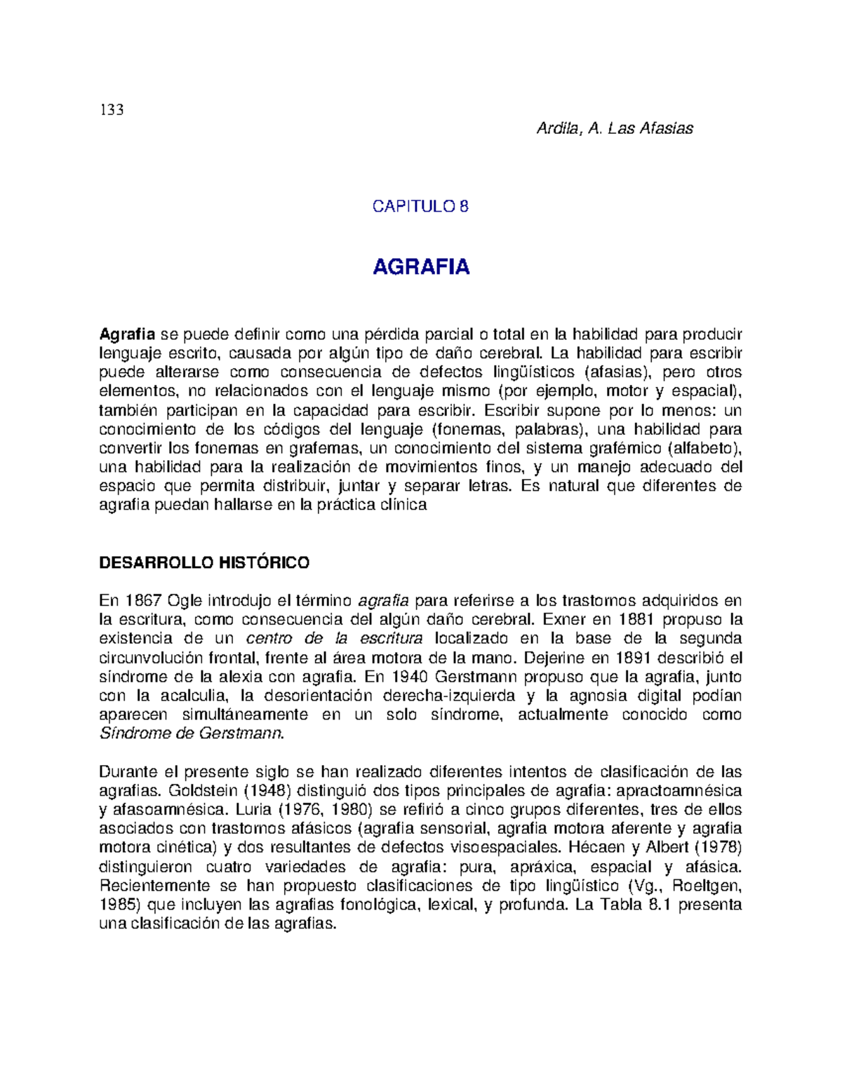 Capítulo 8: Agrafia en Las Afasias (133) - Análisis y Clasificación ...