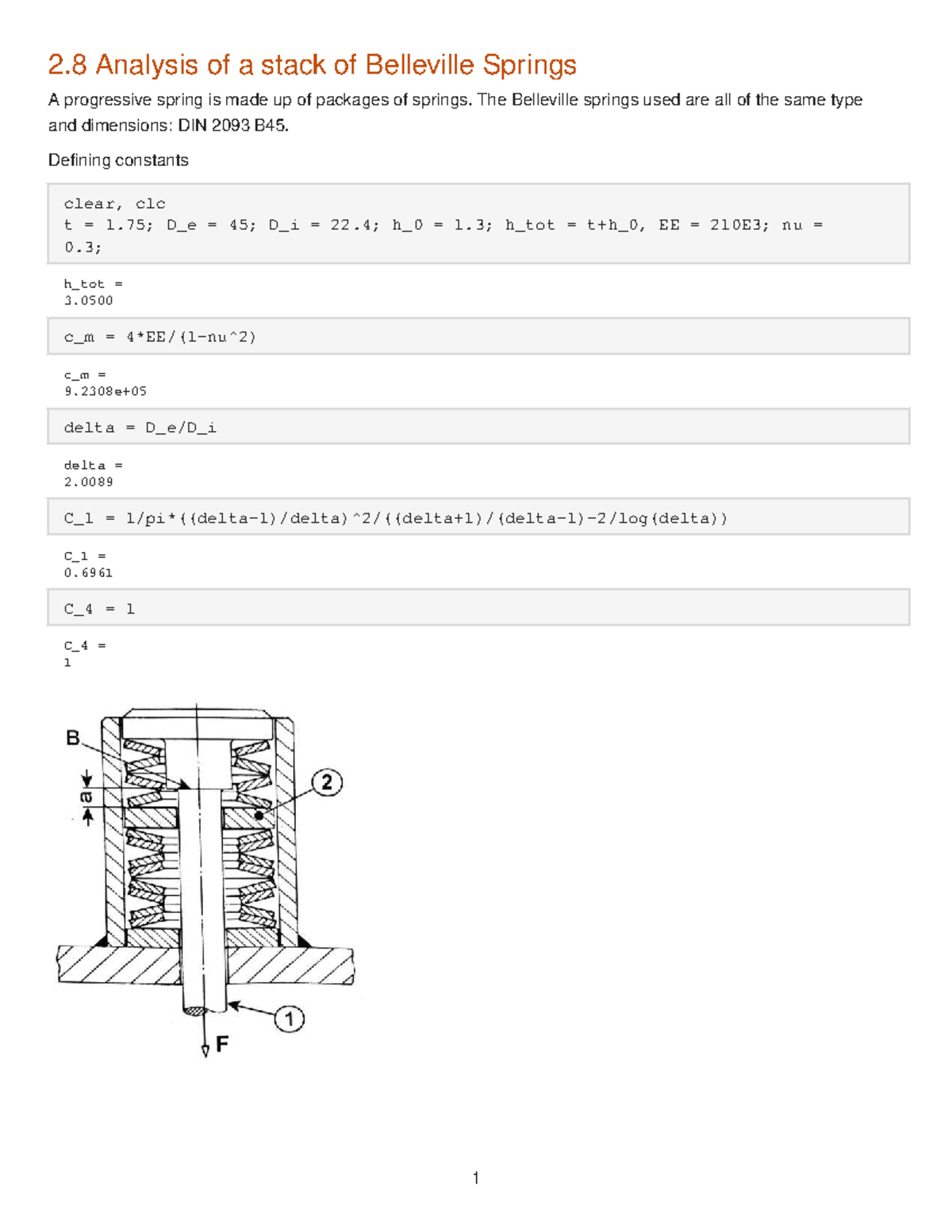 2.8 Analysis of Belleville Springs: Force & Deflection Calculations ...