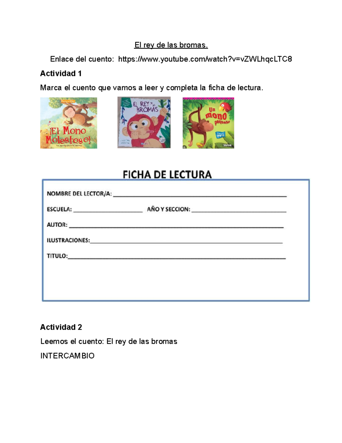 El rey de las bromas - Actividades de lectura y comprensión - Studocu