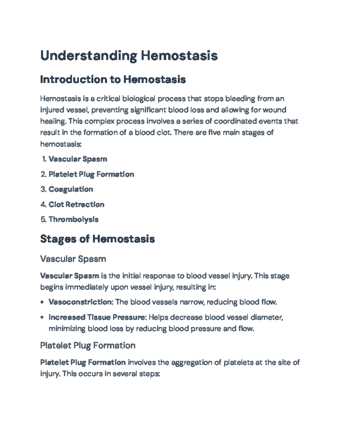 Understanding Hemostasis: Mechanisms, Regulation, and Disorders ...