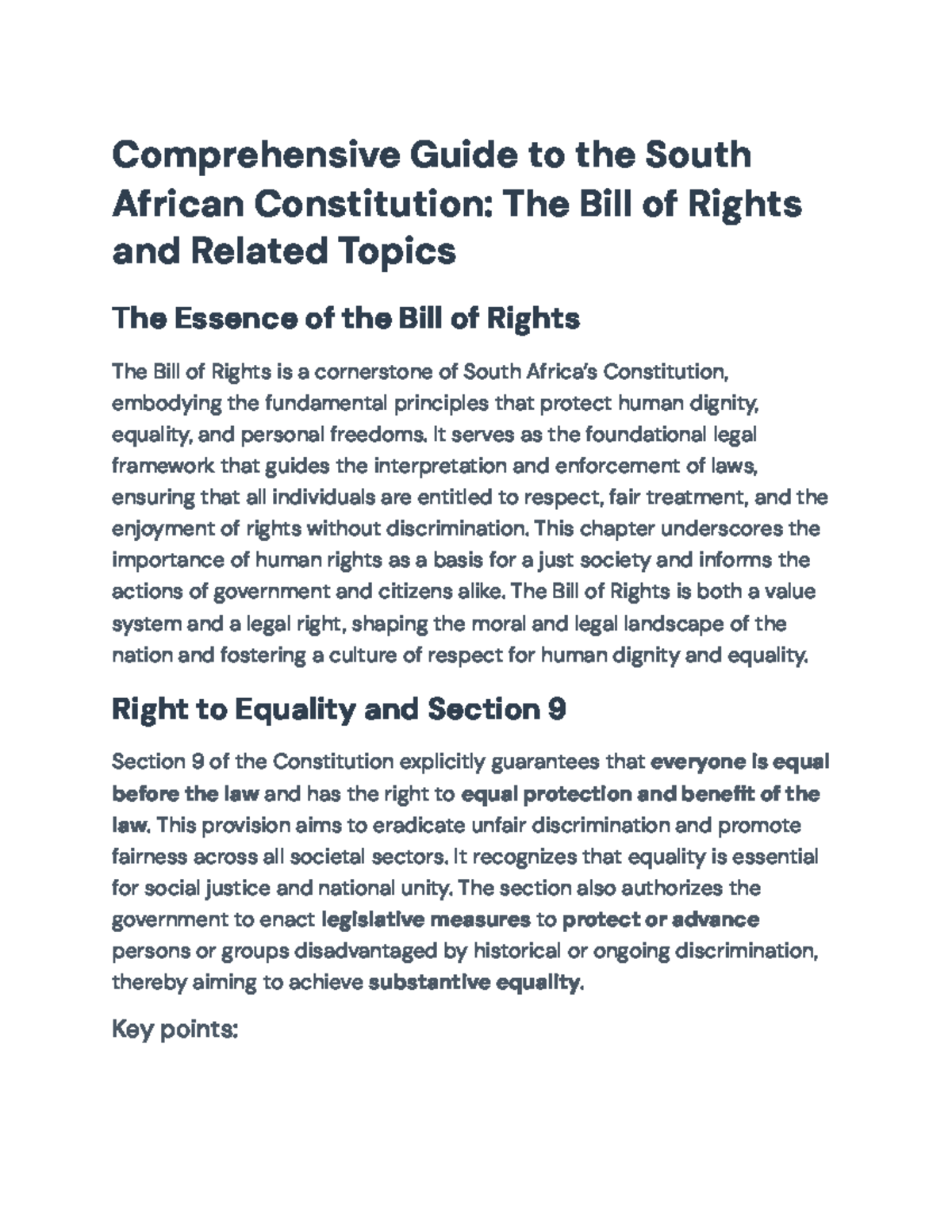 Comprehensive Guide to SA Constitution: Bill of Rights Overview - Studocu
