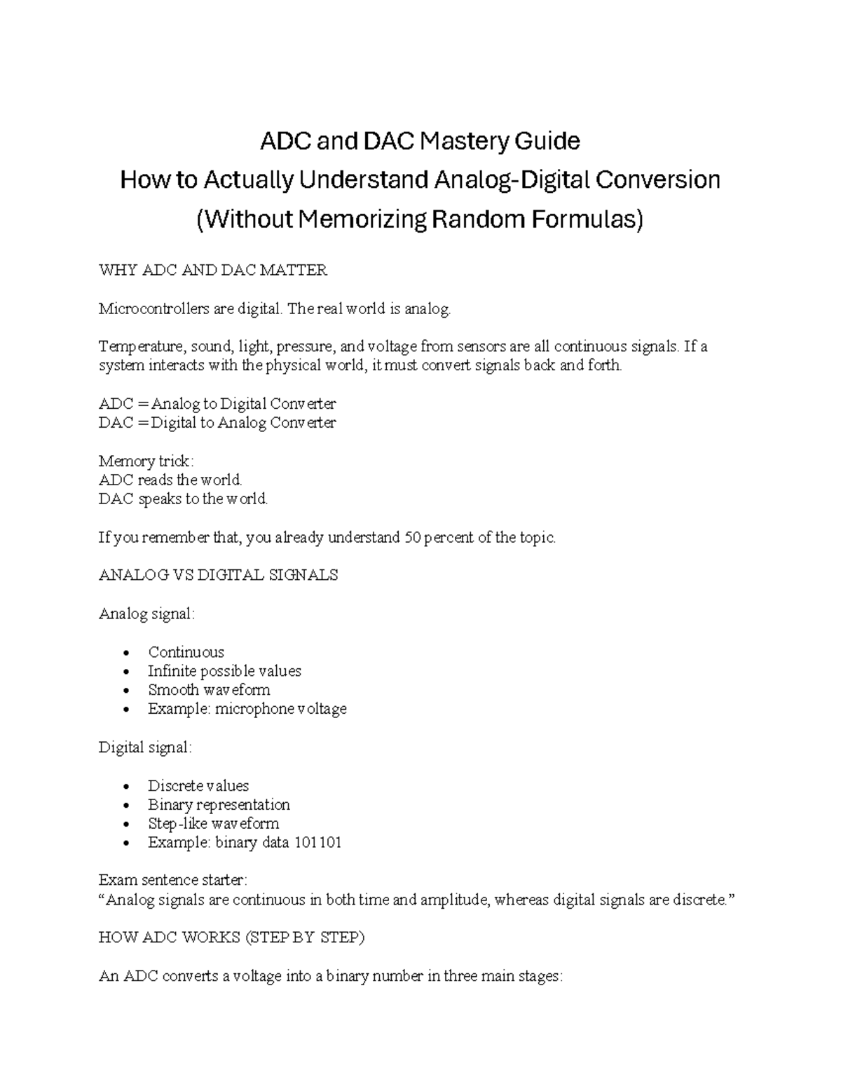 ADC and DAC Mastery Guide: Understanding Conversion Techniques - Studocu