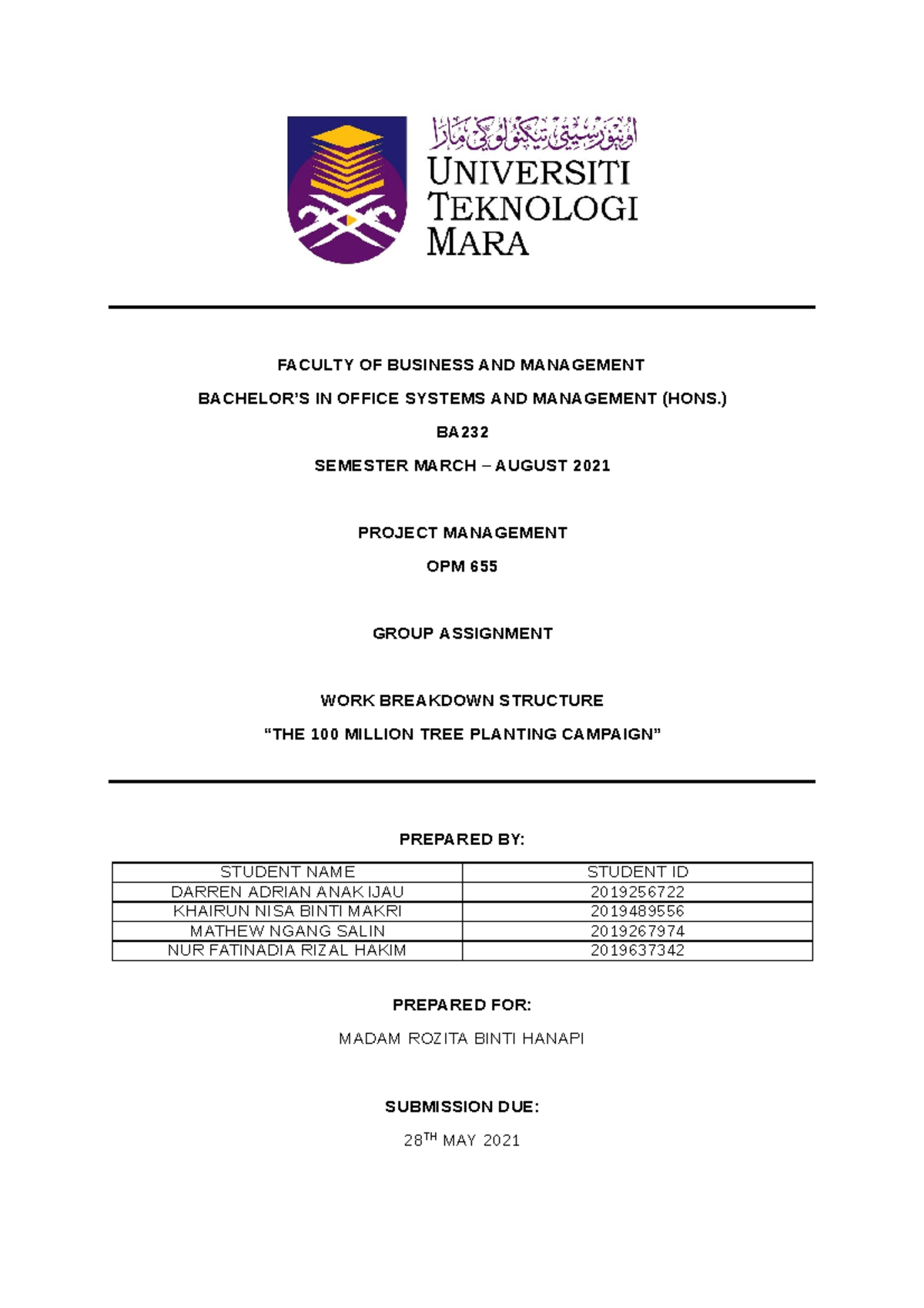 Latest Group Assignment 1 OPM655 - FACULTY OF BUSINESS AND MANAGEMENT ...