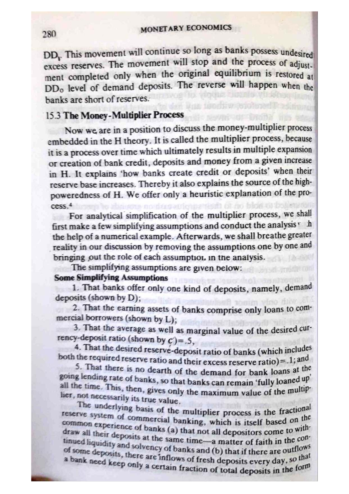Money Multiplier Process in Monetary Economics DD1 - Studocu