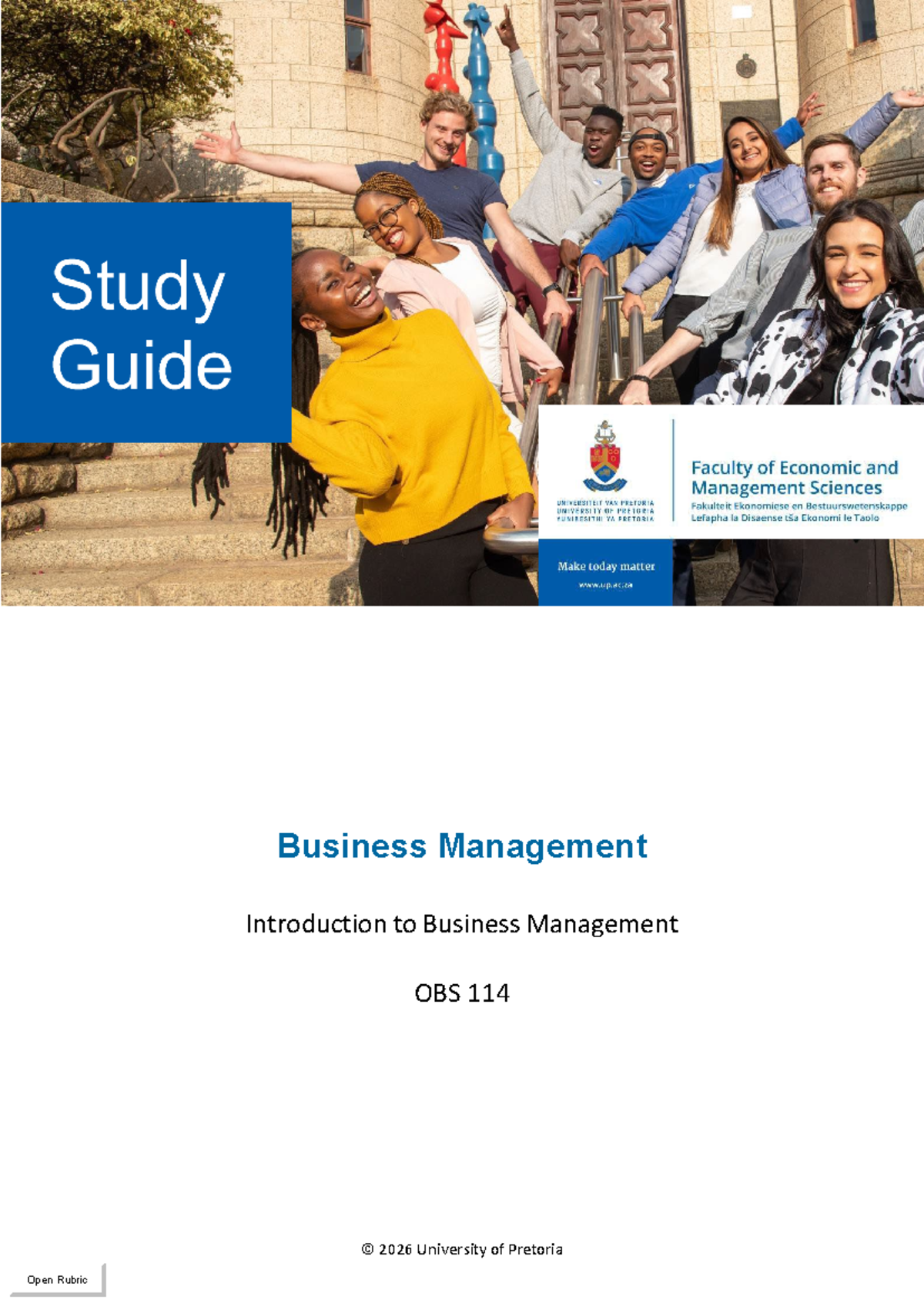 2026 OBS 114 Business Management Study Guide - Studocu