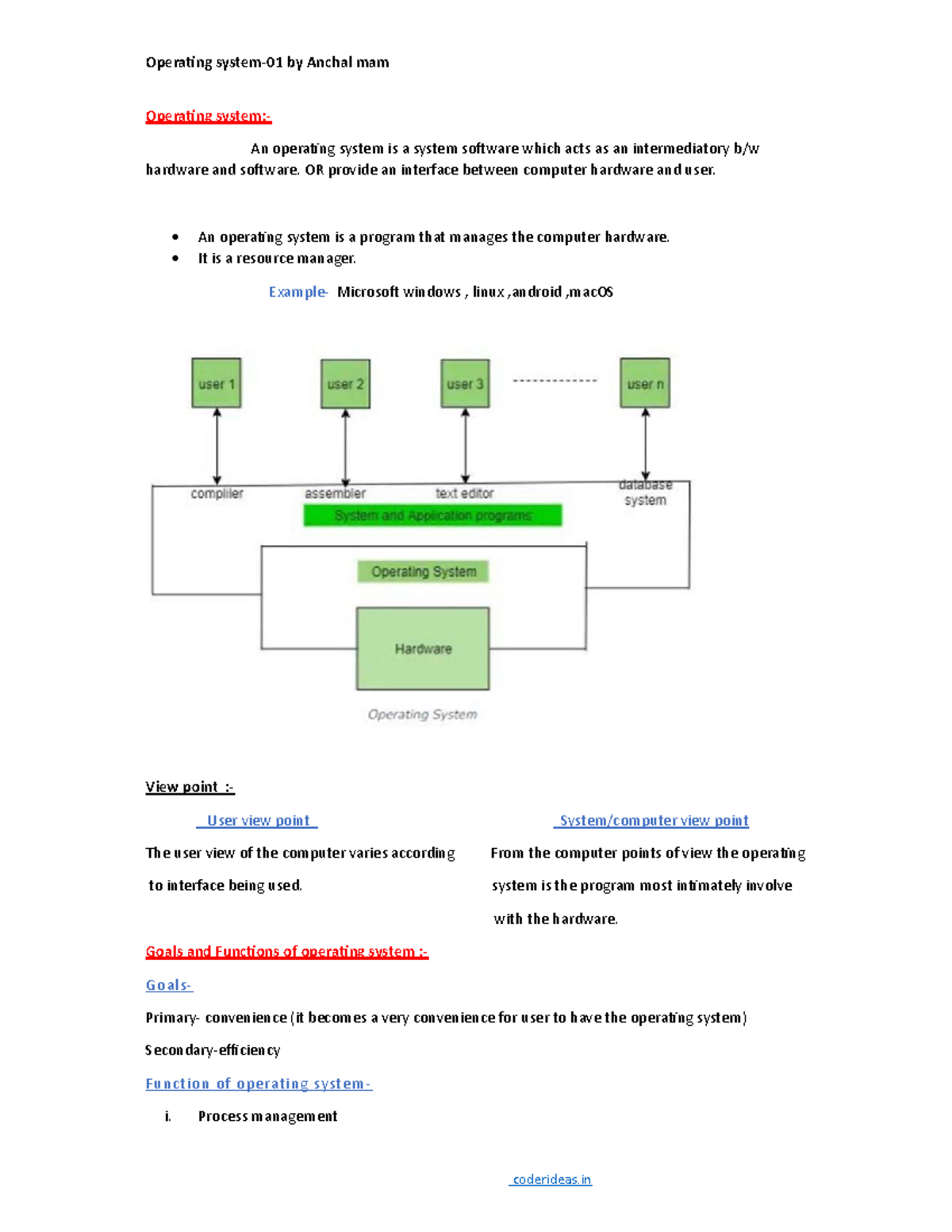 Operating System Overview: Module 01 Notes - Studocu