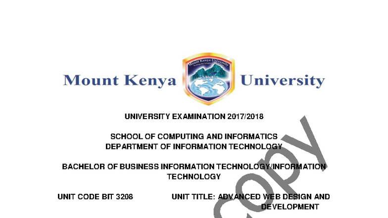 BIT 3208 Advanced Web Design & Development Exam Questions - Studocu