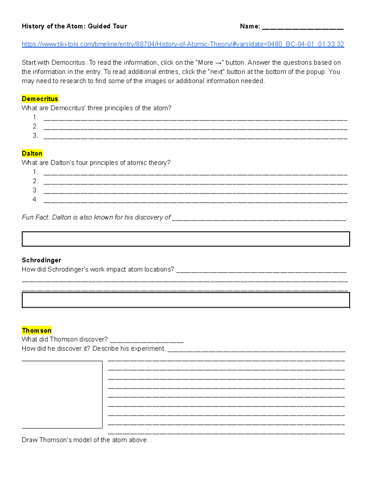 History of Atomic Theory: Guided Tour Notes (Science 101) - Studocu
