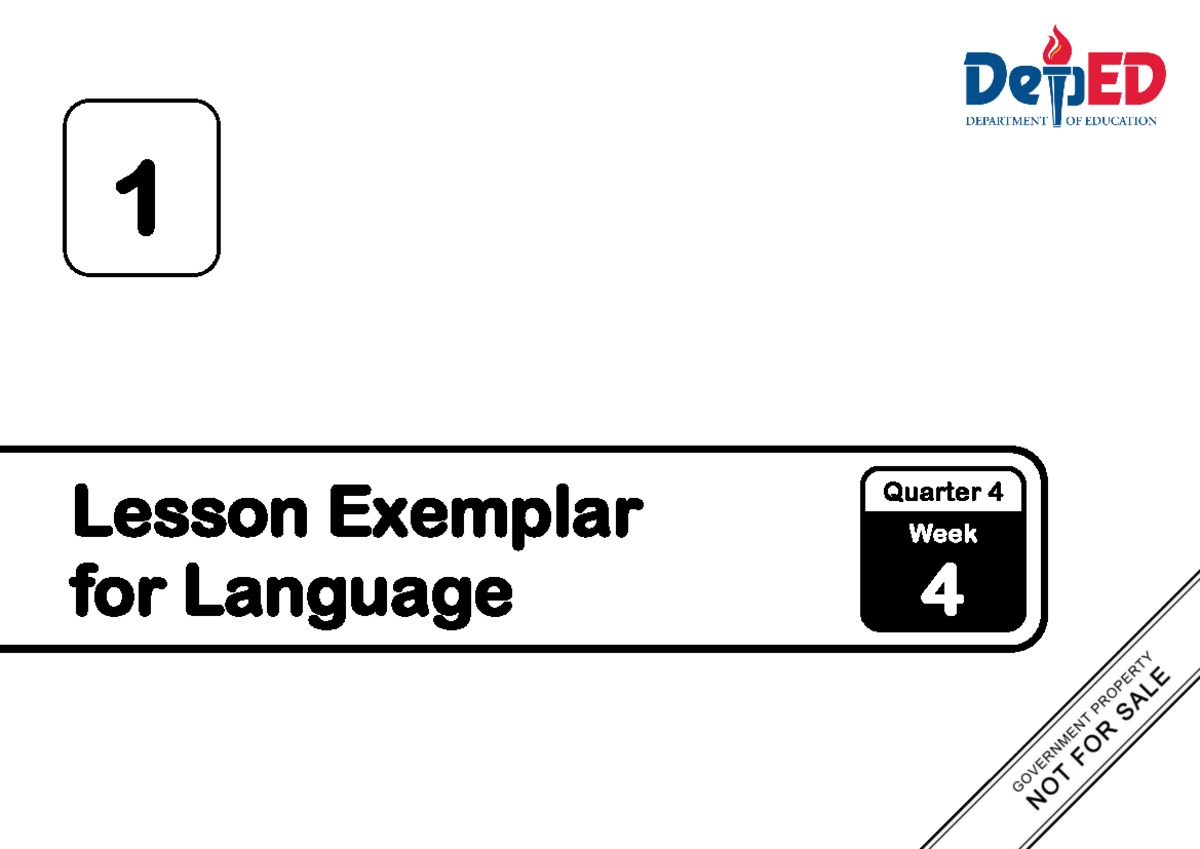 Lesson Exemplar for Language Grade 1: Quarter 4, Week 4 - Studocu