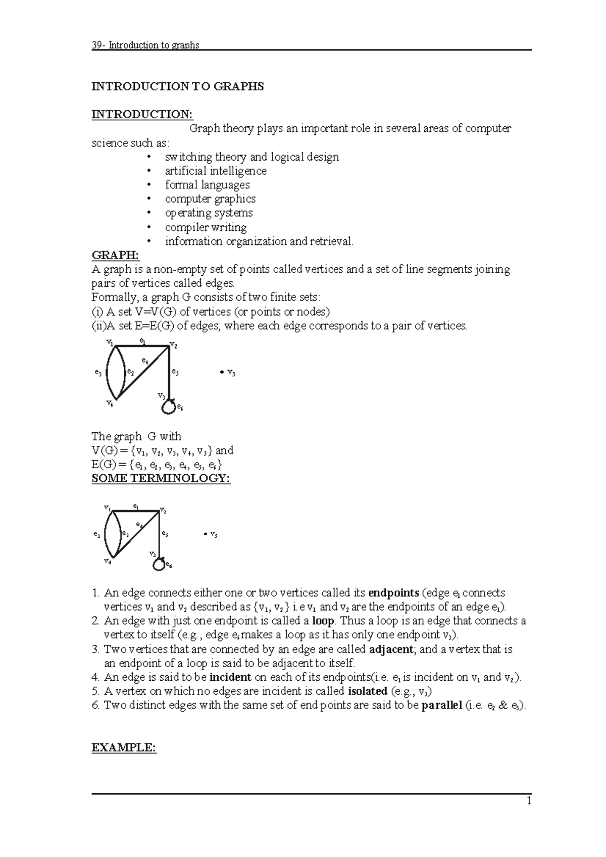 Graphs - ####### 39- Introduction to graphs INTRODUCTION TO GRAPHS INTRODUCTION: Graph theory ...