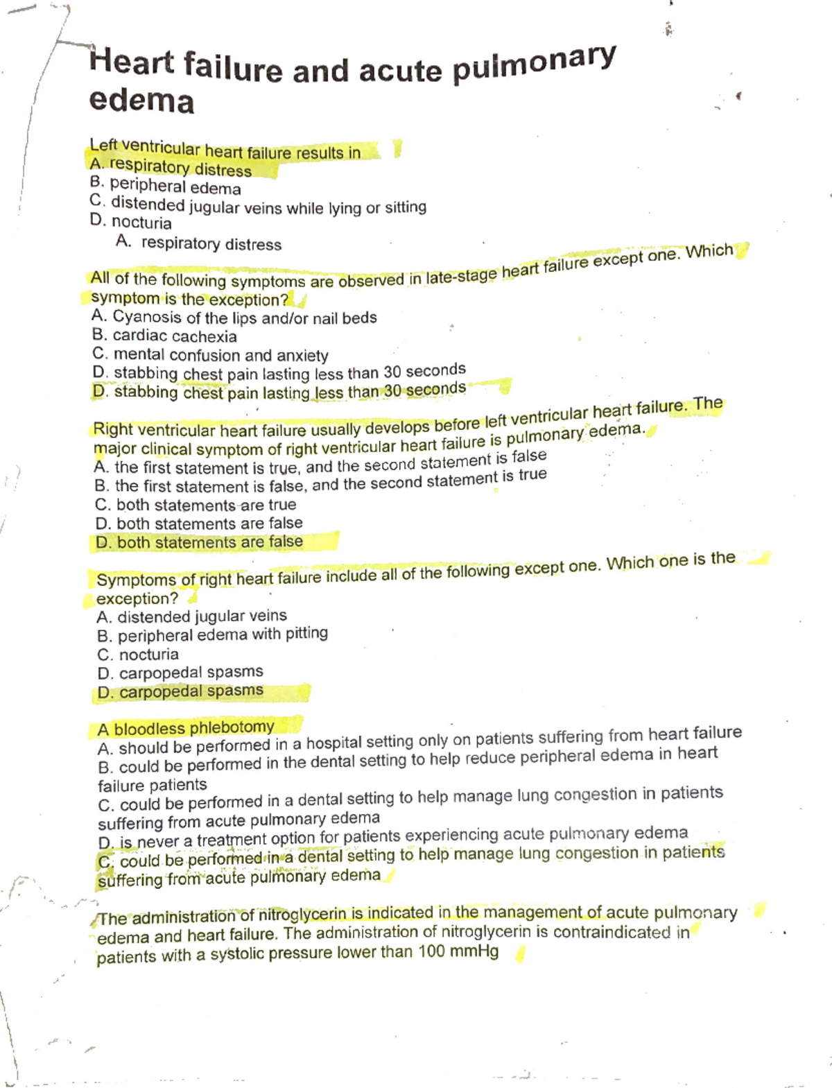Med Surg Exam 3 - Practice Questions & Review Guide - Studocu