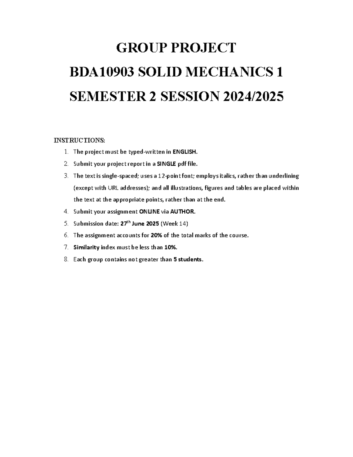 BDA10903 Group Project: Analyzing Elemental Distortion in Solid Mechanics - Studocu