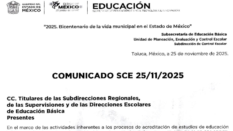 Comunicado SCE 25/11/2025: Proceso de Evaluación y Captura SIPCE - Studocu