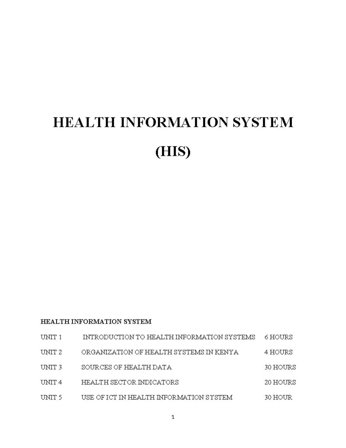 Health Information System Notes (HIS): Key Concepts & Structure - Studocu
