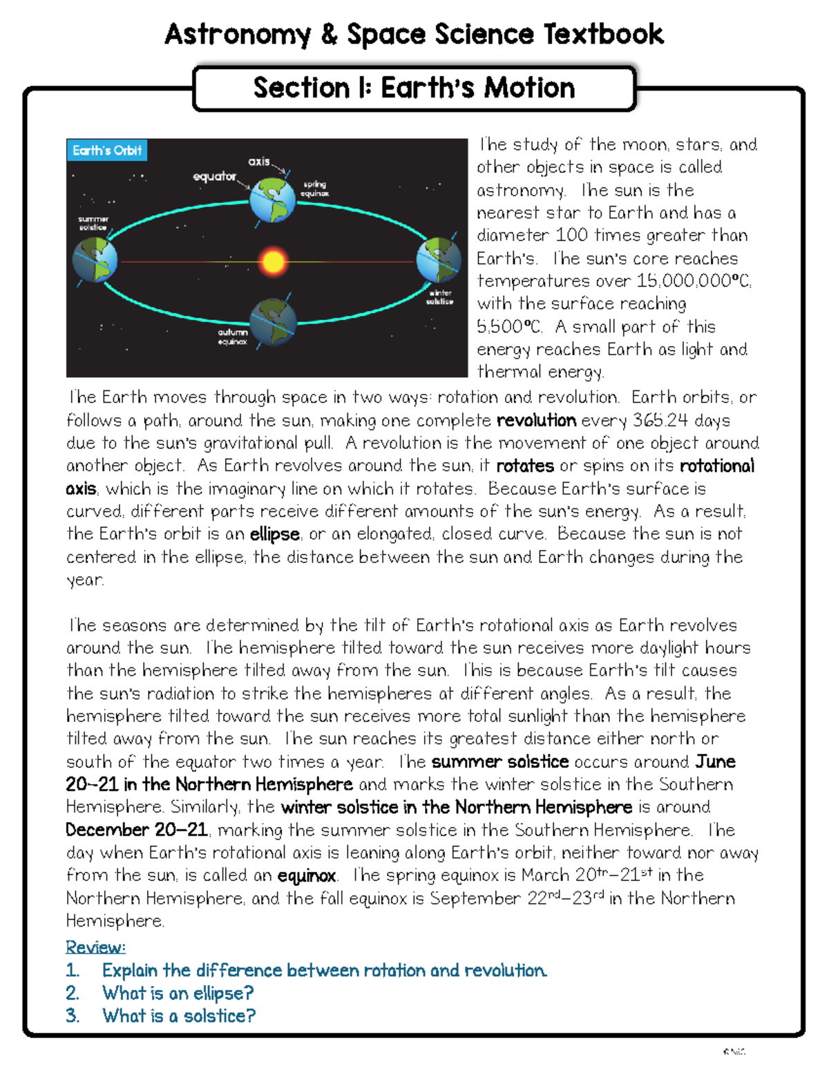 Section 1 Earths Motion - Section 1: Earth’s Motion Astronomy & Space ...