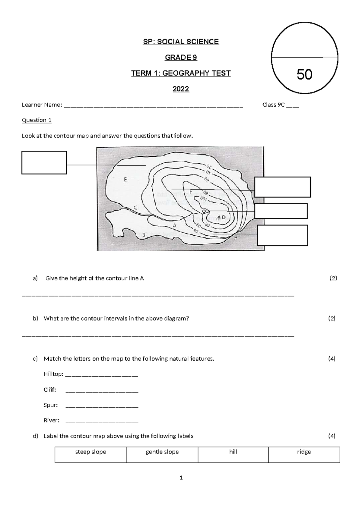 GR9 GEOG TERM 1 TEST - Mapwork & Calculations Overview - Studocu