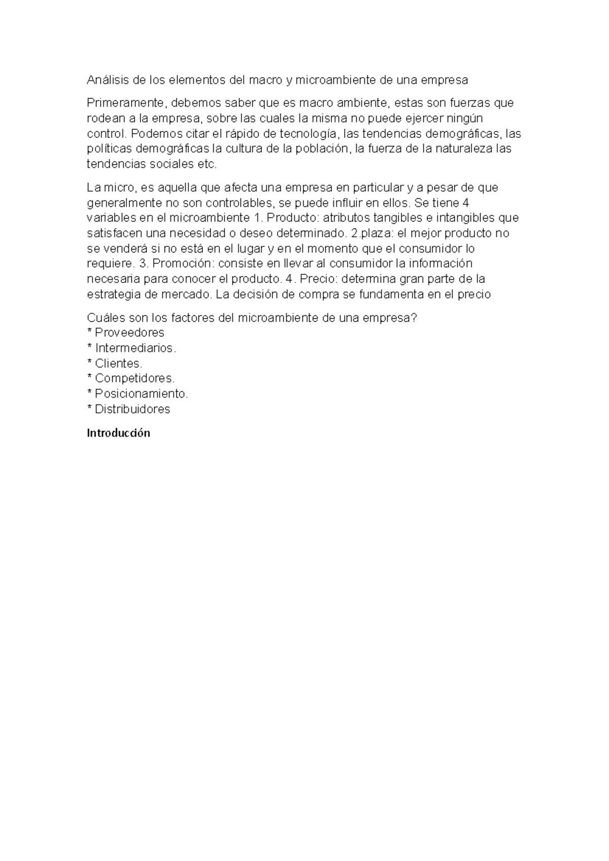 Análisis del Macro y Microambiente Empresarial: Conceptos Clave - Studocu