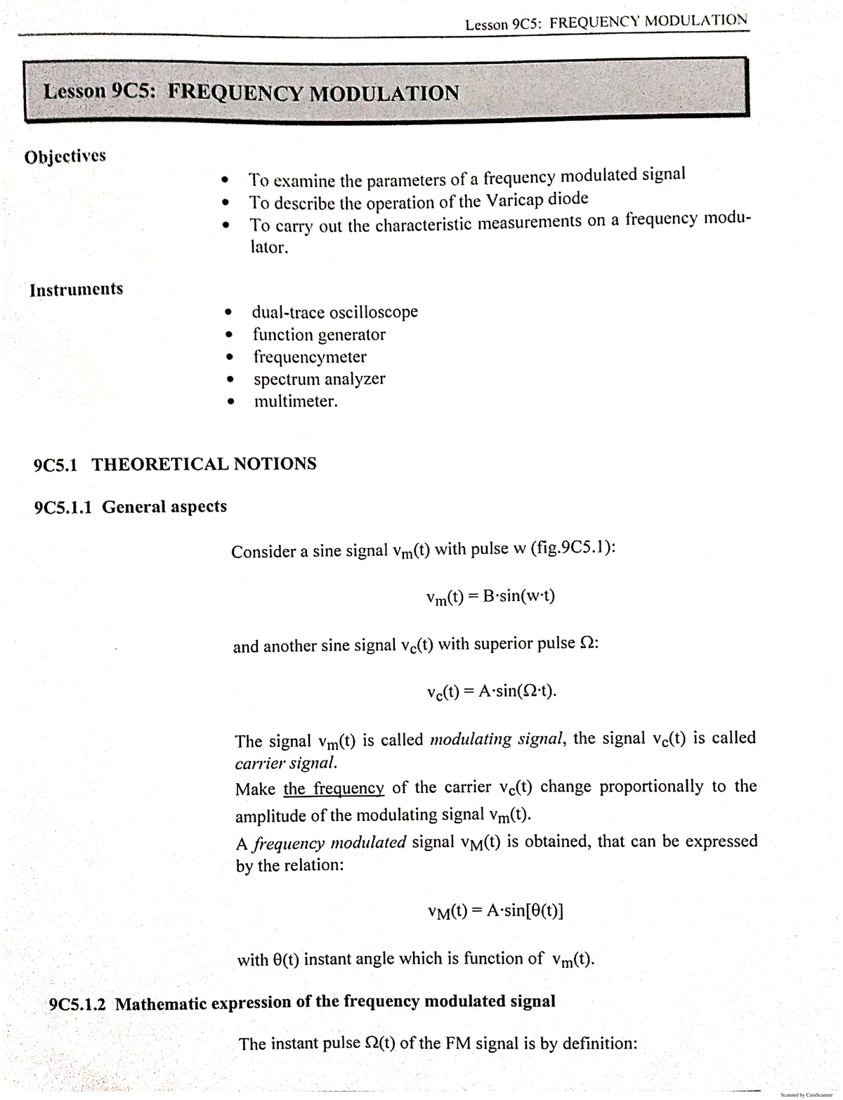 Lesson 9C5: Frequency Modulation - Lab Overview and Exercises - Studocu