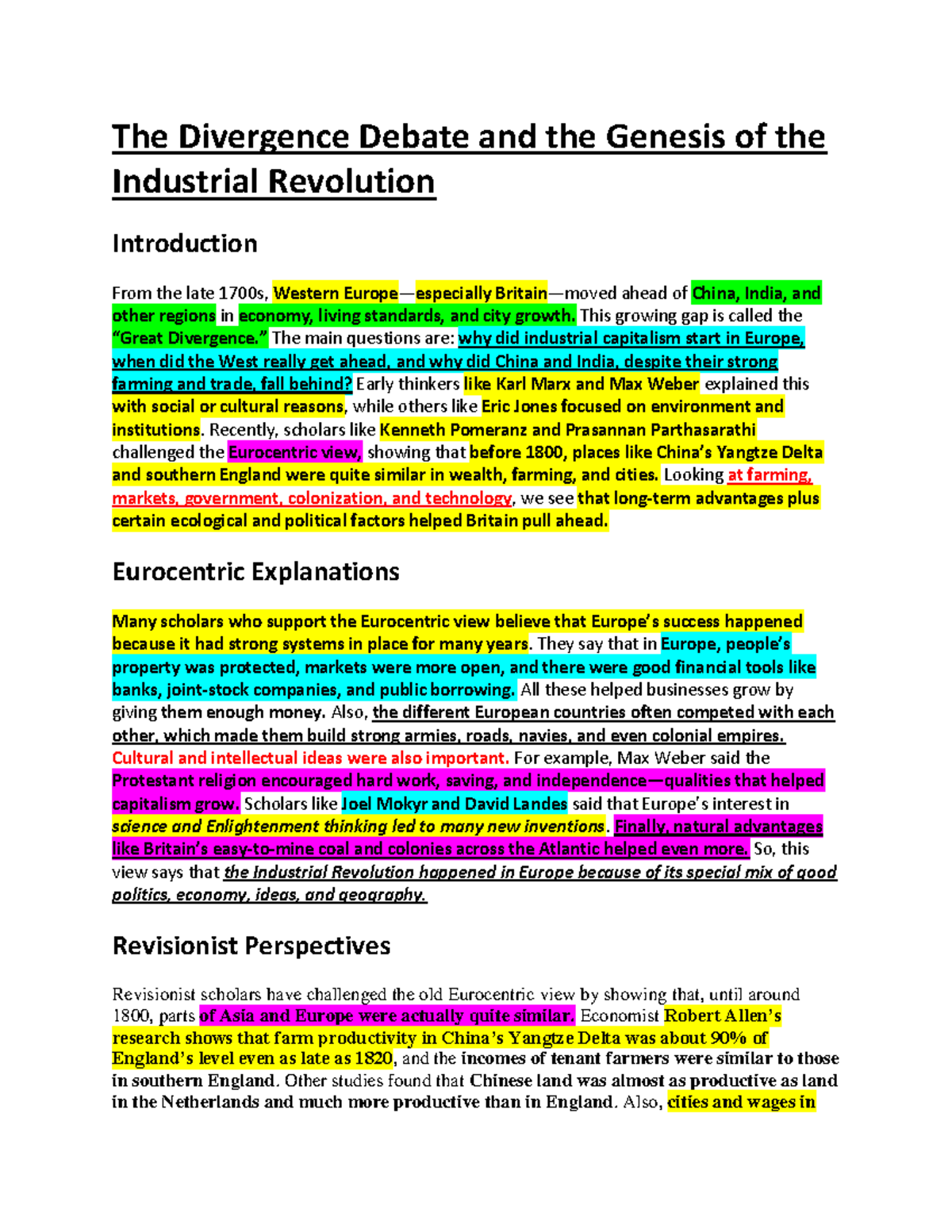 The Divergence Debate: Industrial Revolution Insights (HIST 301) - Studocu