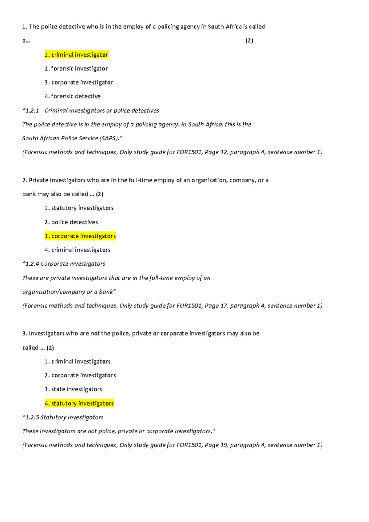 FOR1501-Final Exam: Key Questions & Answers on Forensic Investigation ...