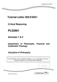 PLS2601 - Unisa - critical reasoning - Studocu