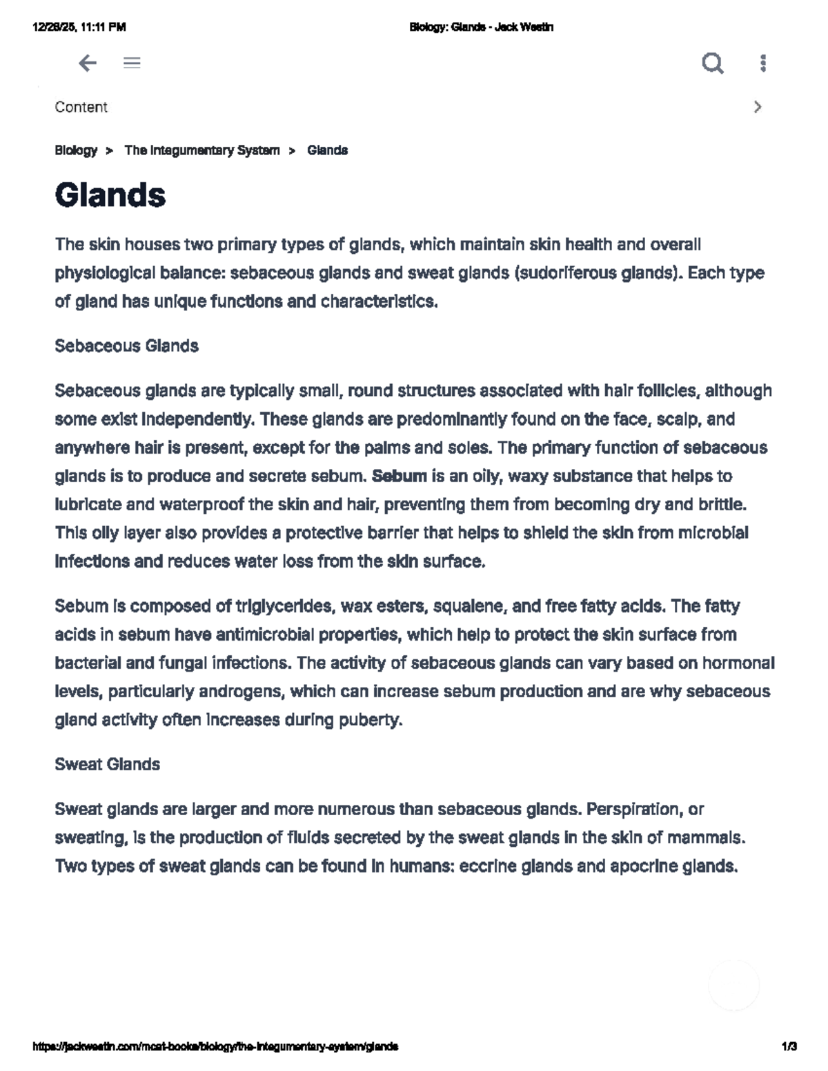 I3 - MCAT: The Integumentary System and Glands Overview - Studocu