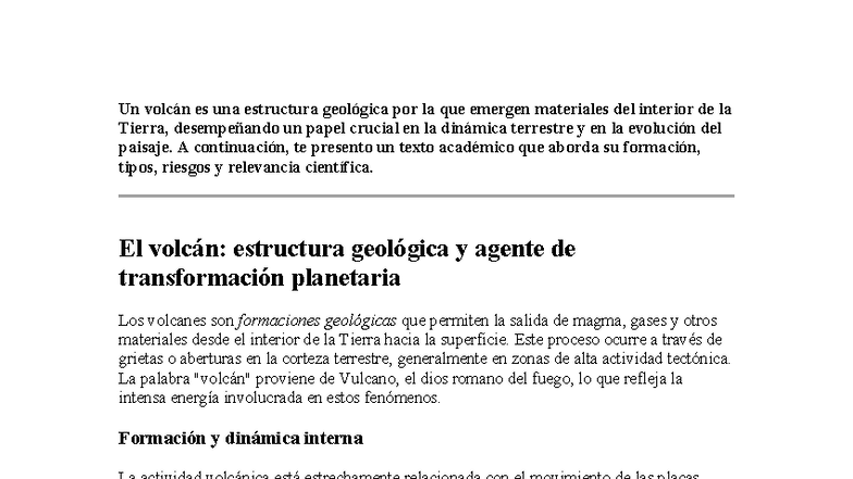 Estructura y Formación de Volcanes: Un Estudio Geológico - Studocu