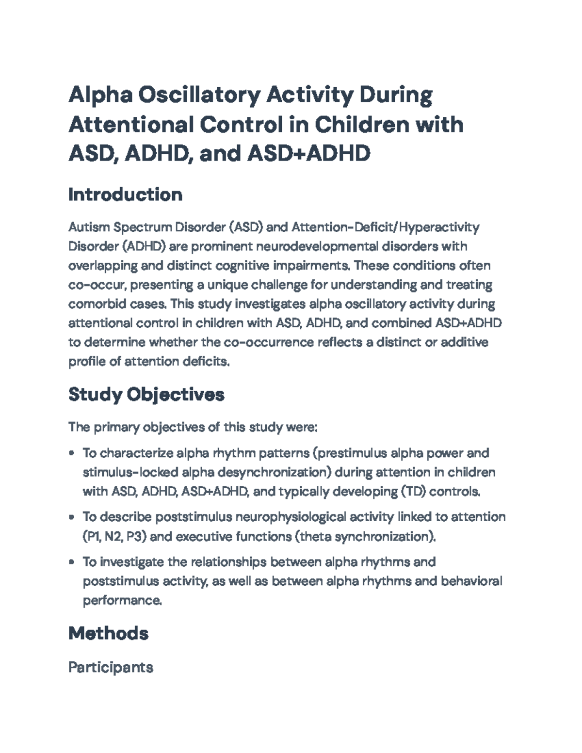 Neurophysiological Profiles of Alpha Activity in ASD and ADHD Children ...