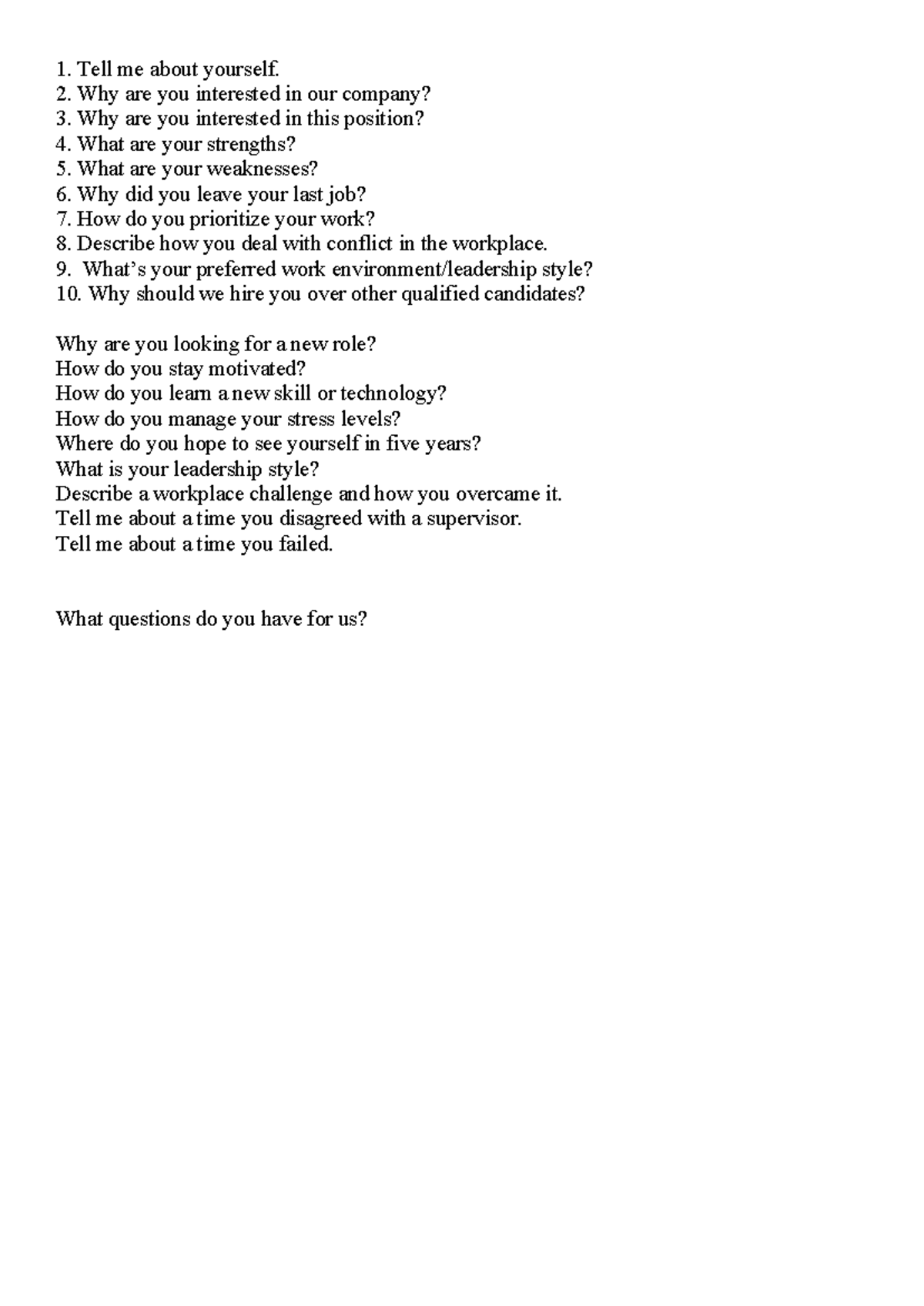 12 STEM D MOCK JOB Interview Questions and Answers Guide - Studocu