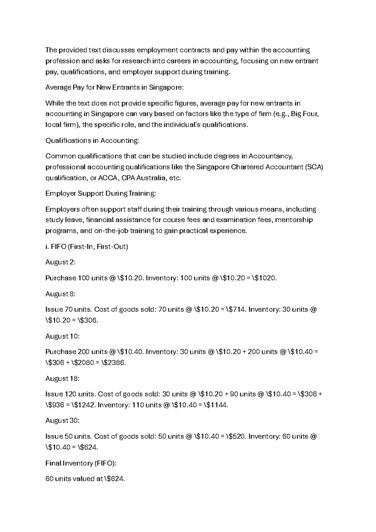 Accounting Careers & Pay: FIFO vs AVCO Analysis (2.1) - Studocu