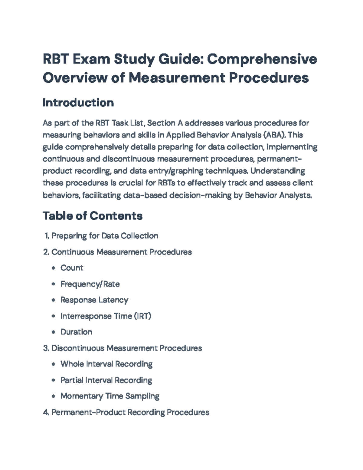 RBT Exam Study Guide: Comprehensive Measurement Procedures and ...