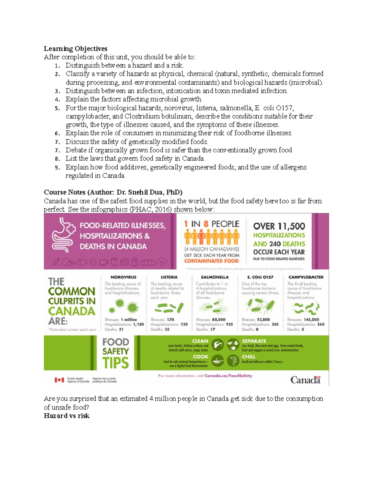 HNSC Unit 5 - Unit 5 course notes - Learning Objectives After ...