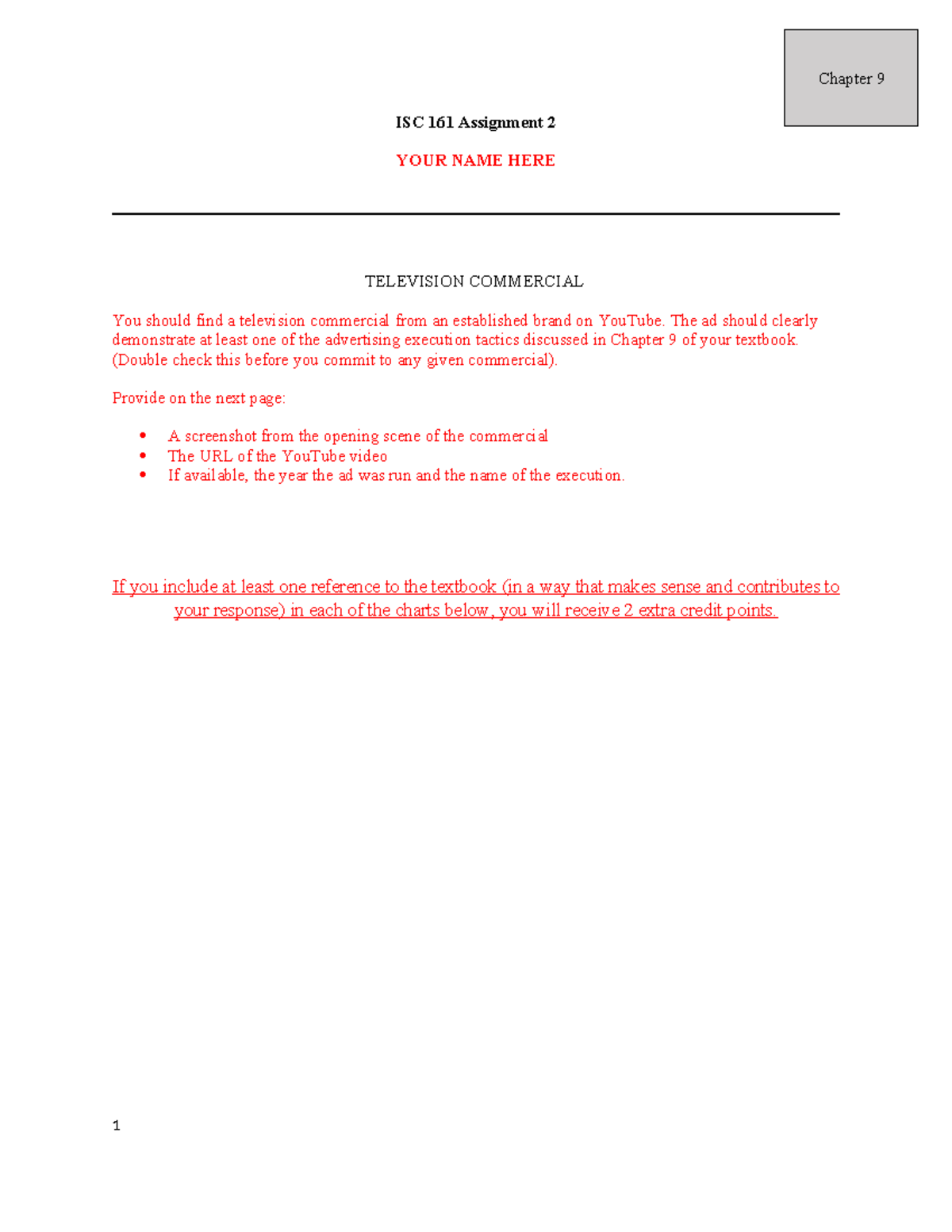 ISC 161 Assignment 2: Analyzing Television Commercials for Tactics ...