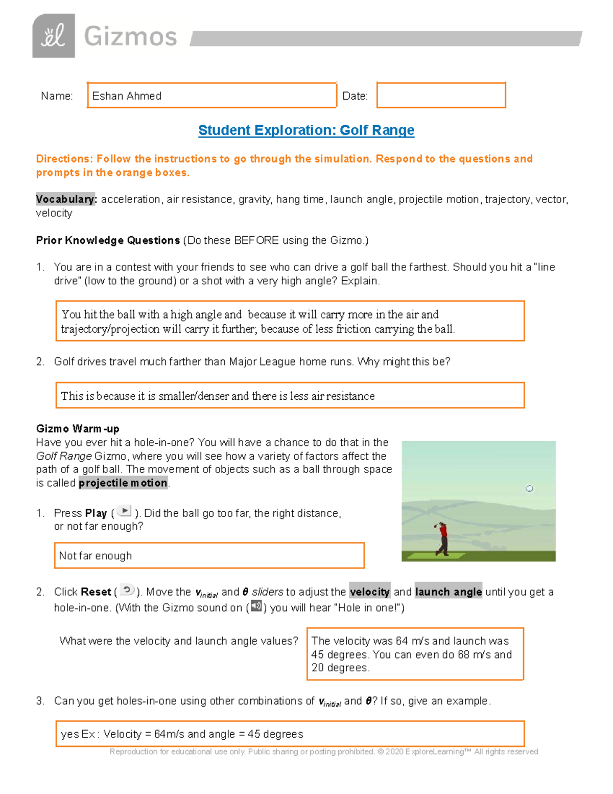 Golf Range Simulation Exploration: Understanding Projectile Motion ...