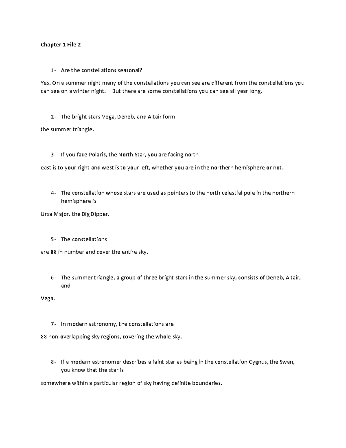 Astronomy 101: Chapter 1 - Seasonal Constellations and Celestial Motion - Studocu