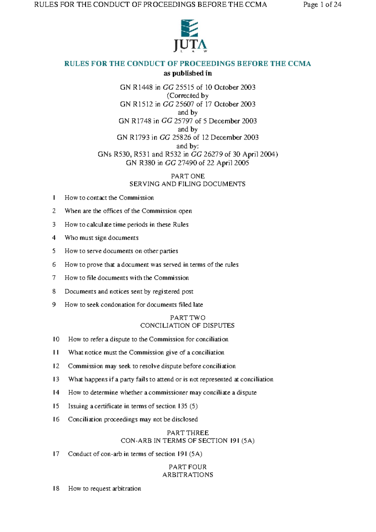 CCMA Rules Guide: Procedures and Conduct [Updated to 31 Aug 2007] - Studocu