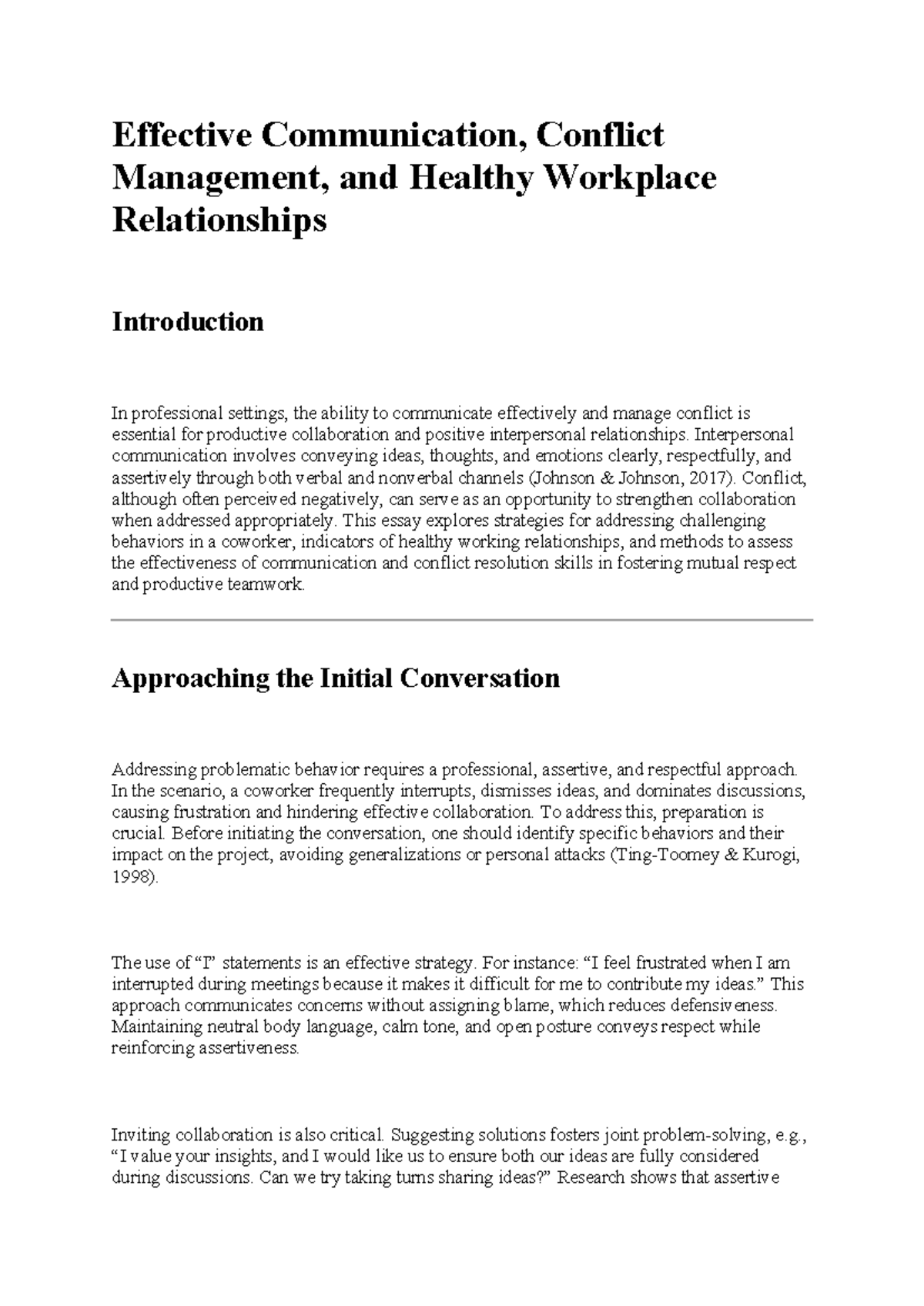 Effective Communication & Conflict Management Strategies (Course Code ...