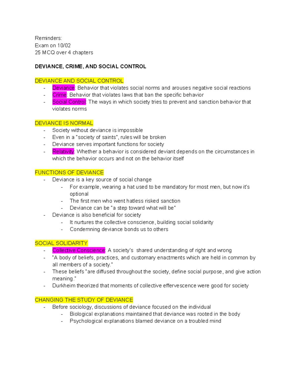 SOC 101 Lecture #8: Understanding Deviance, Crime & Social Control ...