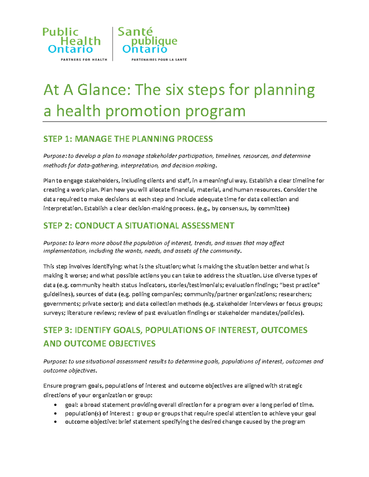 Six Steps for Planning Health Promotion Programs (HP 101) - Studocu