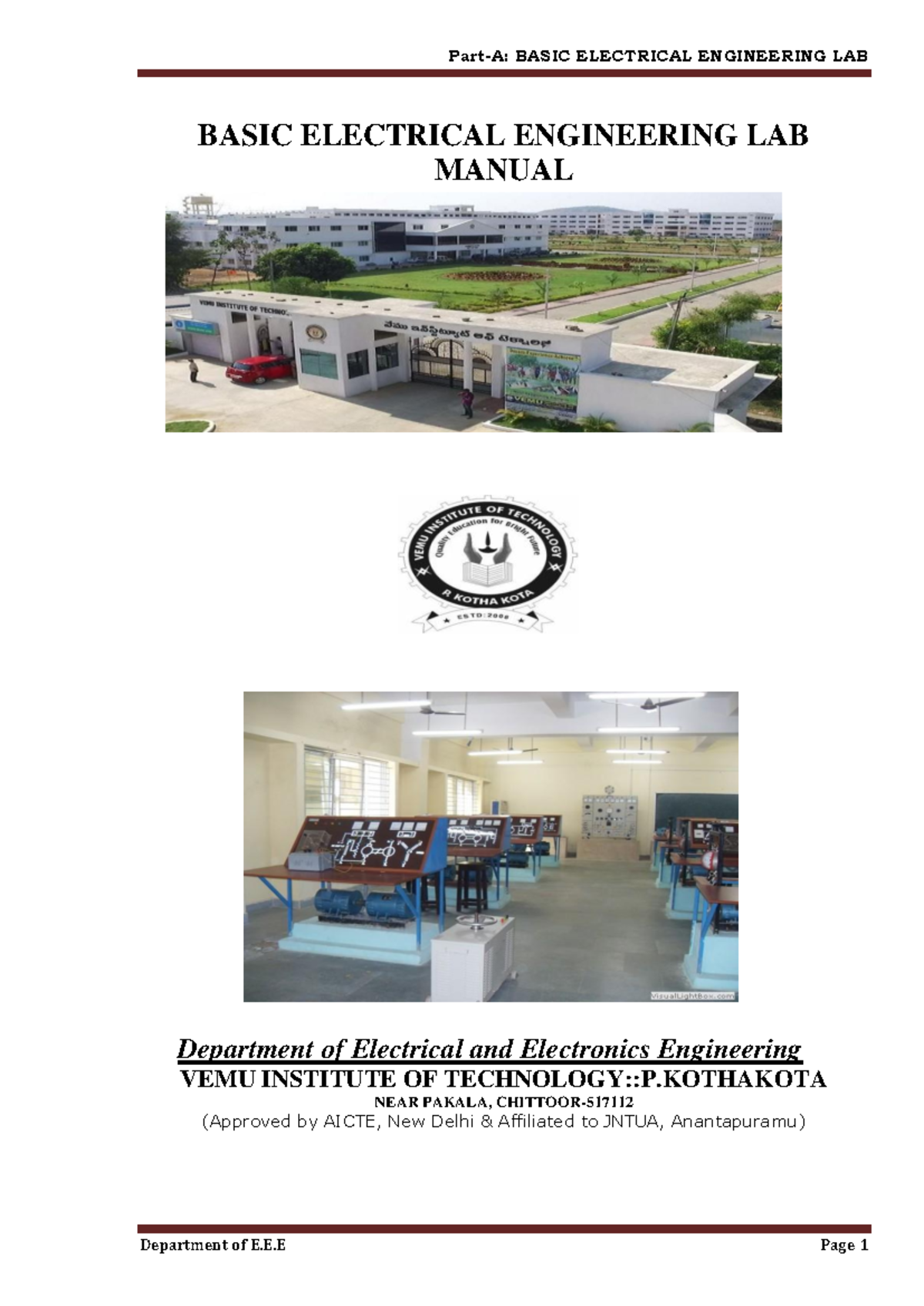 BASIC ELECTRICAL ENGINEERING LAB MANUAL (19A02201P) - Studocu