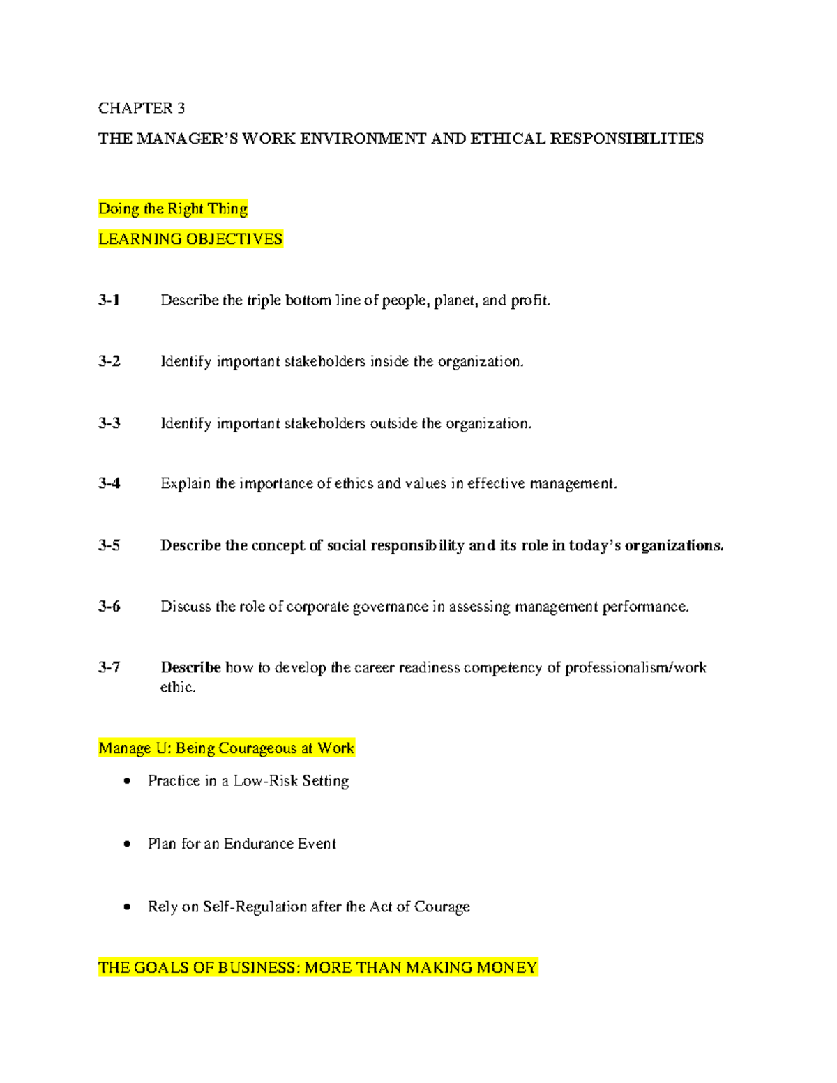 Mgt Behavioral Sciences lecture Chapter 3-WORK Environment AND Ethical ...